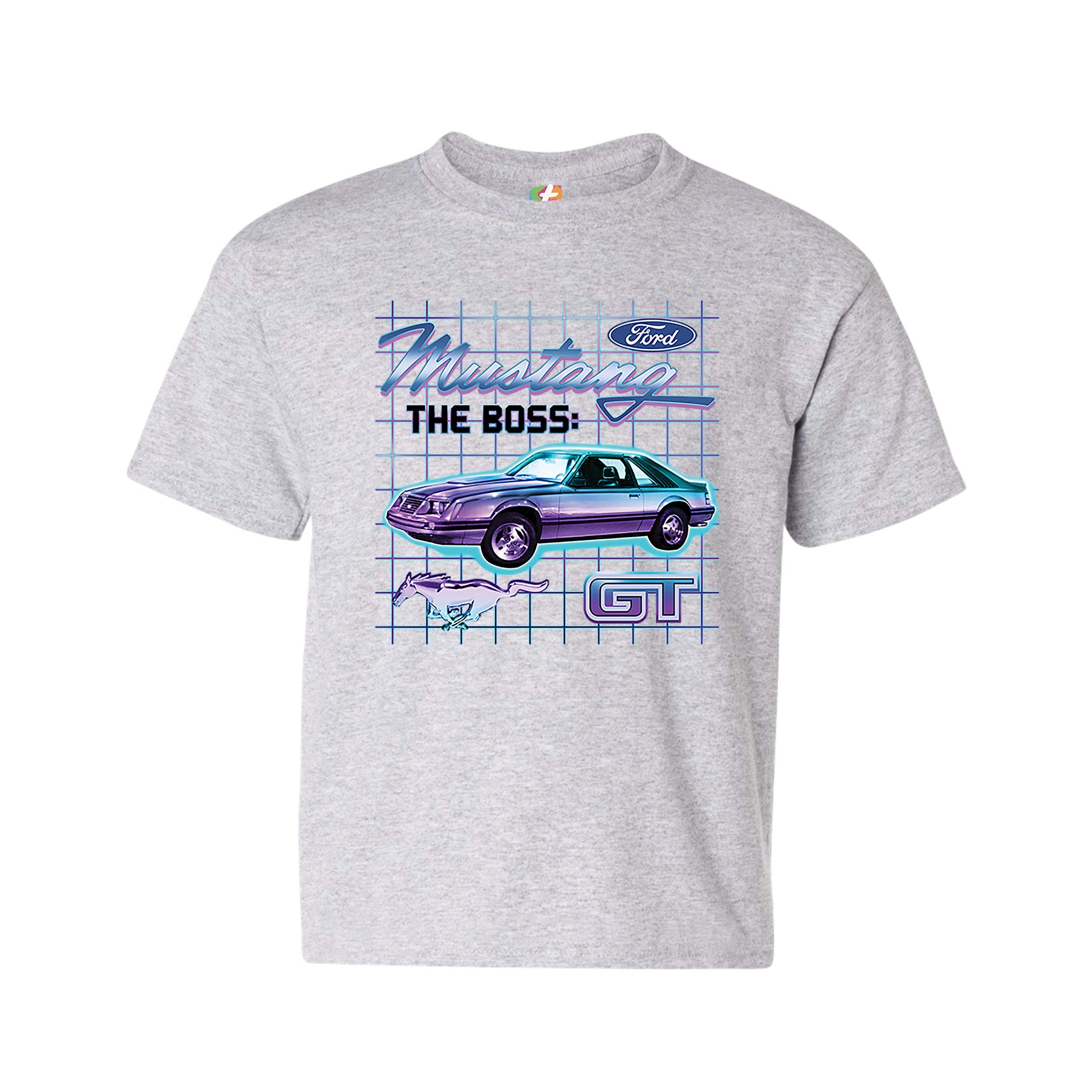 Ford Mustang GT The Boss Kid's T-Shirt Muscle Car Licensed Ford Boys Girls Tee Grey Small