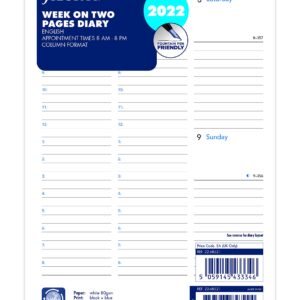 Filofax A5 Week on Two Pages English 2022 Diary