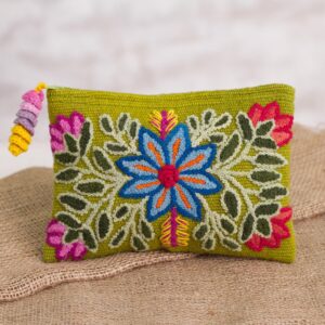 NOVICA Multicolor Alpaca Clutch Bag, Floral Flourish'