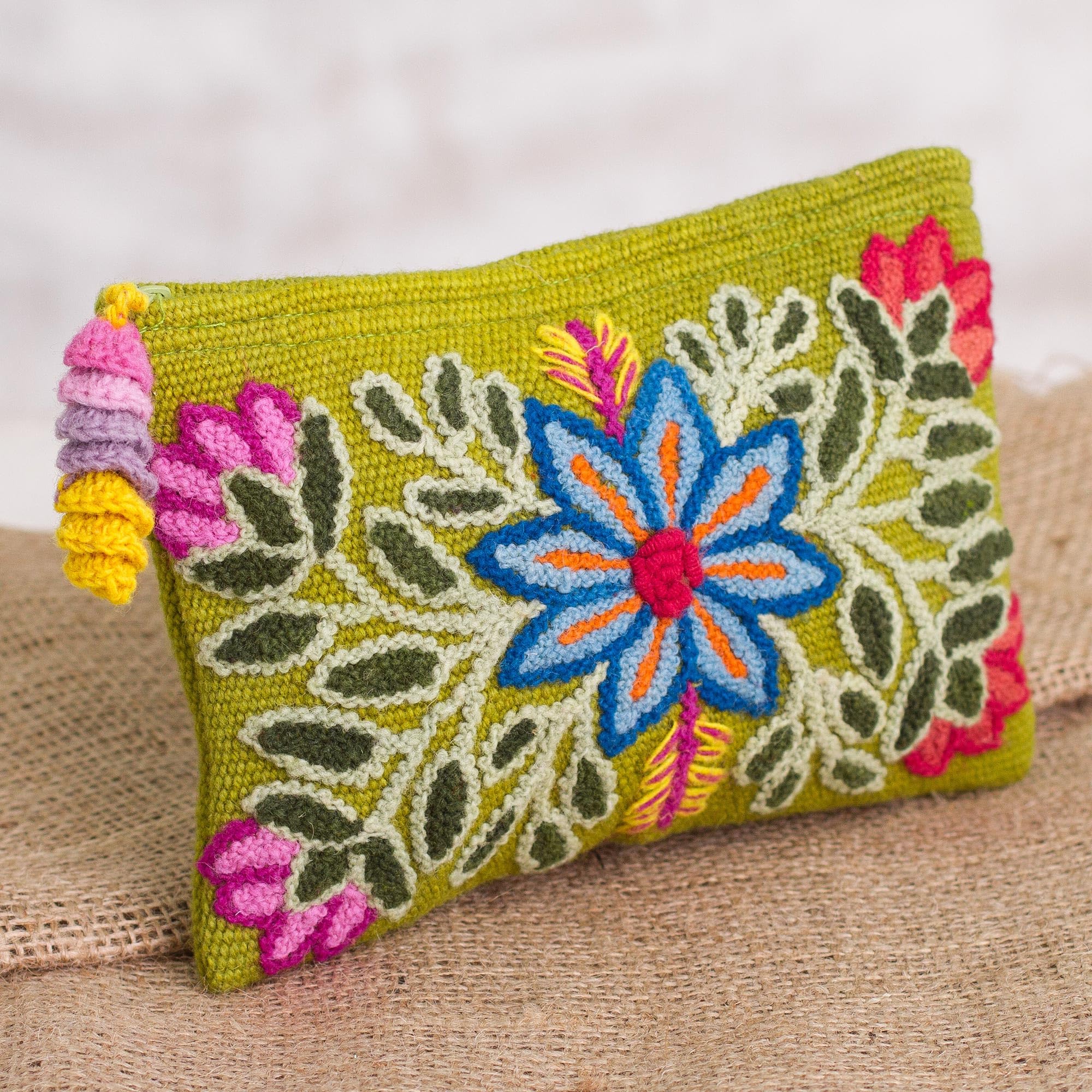 NOVICA Multicolor Alpaca Clutch Bag, Floral Flourish'