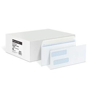 quality park #8 double window security envelopes for quickbooks checks, redi-strip self seal closure, 3 5/8 x 8 11/16, 24 lb white, 500 count (pack of 1)(qua50766)