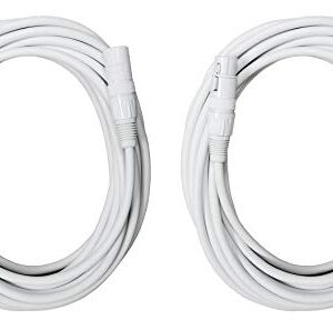 Audio2000'S E80125P2 Two-Pack 25-Feet XLR Female to XLR Male White-Color Balanced Audio/Recording/Microphone Cables