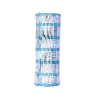 9.5" burlap blue & white plaid mesh by celebrate it just peachy