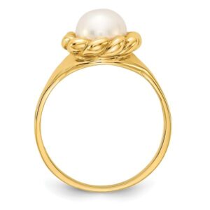 IceCarats 14K Yellow Gold 6mm White Button Freshwater Cultured Pearl Statement Ring Size 7