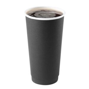 restaurantware 20 ounce disposable coffee cups 10 insulated double wall paper cups - lids sold separately leakproof black paper hot beverage cups rolled-rim serve coffee or hot chocolate