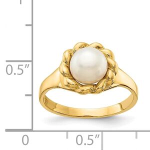 IceCarats 14K Yellow Gold 6mm White Button Freshwater Cultured Pearl Statement Ring Size 7