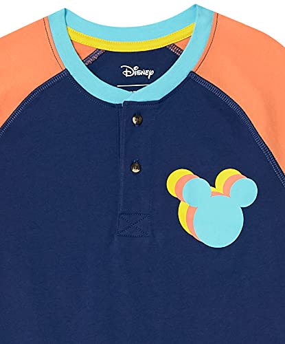 Amazon Essentials Disney | Marvel | Star Wars Boys' Long-Sleeve Henley T-Shirts, Pack of 2, Mickey Jumble, Medium