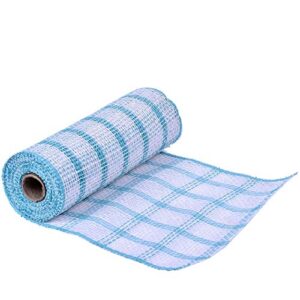 9.5" Burlap Blue & White Plaid Mesh by Celebrate It Just Peachy