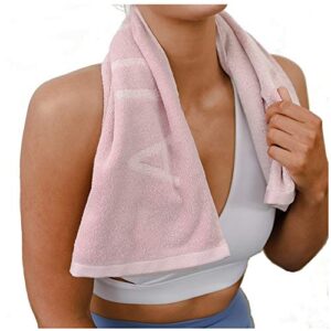 gym towel for sweat - 100% organic cotton - soft and absorbent workout towel for gym (31.5 x 15.75 inch)- silver infused sports towel - yoga and gym towel for women (pink)