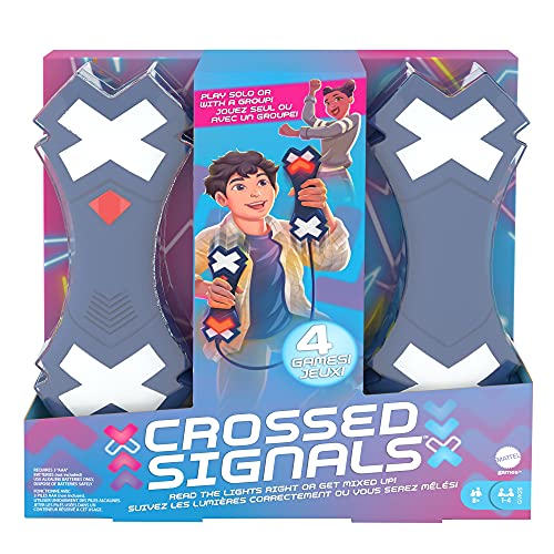 Mattel Games ​Crossed Signals Electronic Game with Pair of Talking Light Wands, Play Solo Or with Up to 4 Players, Move Wands Up, Down Or Shake, Gift for 8 Year Olds & Up, HCG57