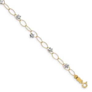 14k two-tone puff stars bracelet 7.25in style fb1322-7.25