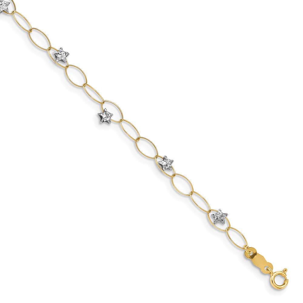 14k Two-tone Puff Stars Bracelet 7.25in style FB1322-7.25