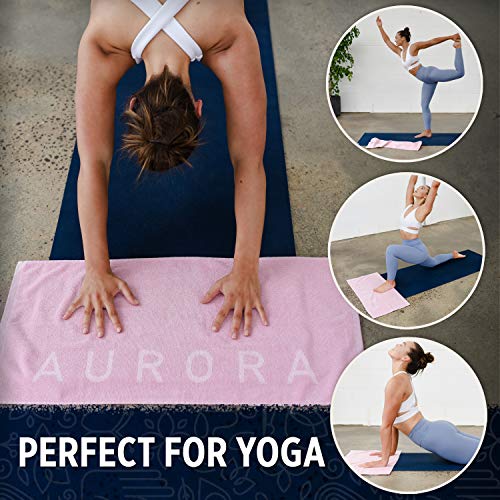 Gym Towel for Sweat - 100% Organic Cotton - Soft and Absorbent Workout Towel for Gym (31.5 X 15.75 inch)- Silver Infused Sports Towel - Yoga and Gym Towel for Women (Pink)