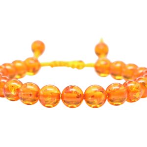 Amber Gemstone Crystal Bracelet for Men Women, Manmade Stretchable Stress Relief Bracelet Pulseras Para Hombres Mujer Stocking Stuffers (Pack of 1, 8mm Healing Stone Beads)