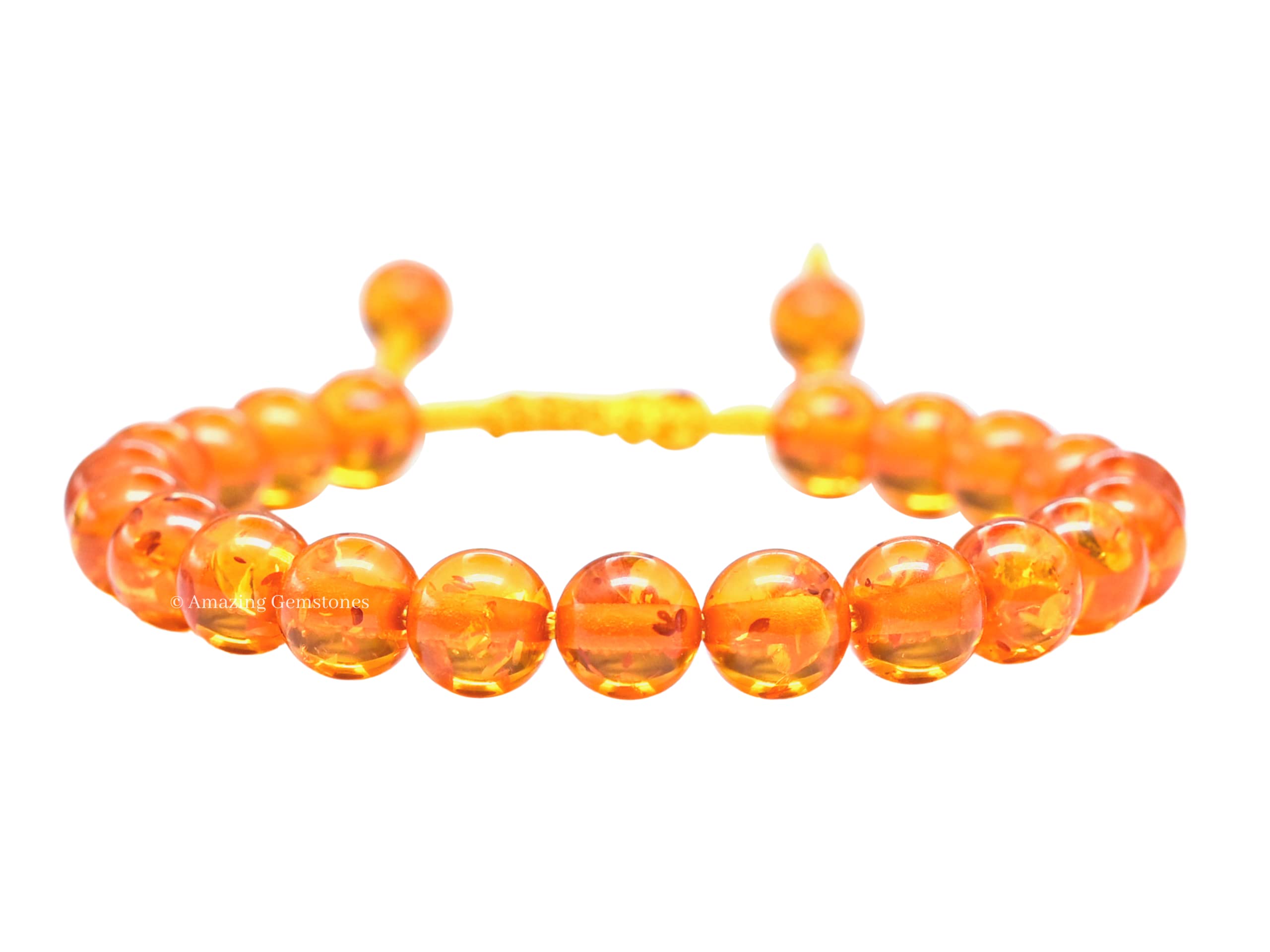 Amber Gemstone Crystal Bracelet for Men Women, Manmade Stretchable Stress Relief Bracelet Pulseras Para Hombres Mujer Stocking Stuffers (Pack of 1, 8mm Healing Stone Beads)