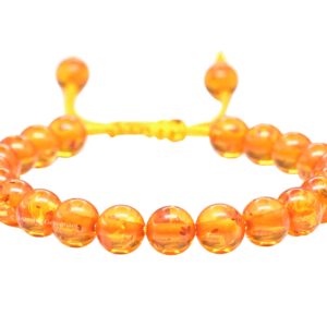 Amber Gemstone Crystal Bracelet for Men Women, Manmade Stretchable Stress Relief Bracelet Pulseras Para Hombres Mujer Stocking Stuffers (Pack of 1, 8mm Healing Stone Beads)