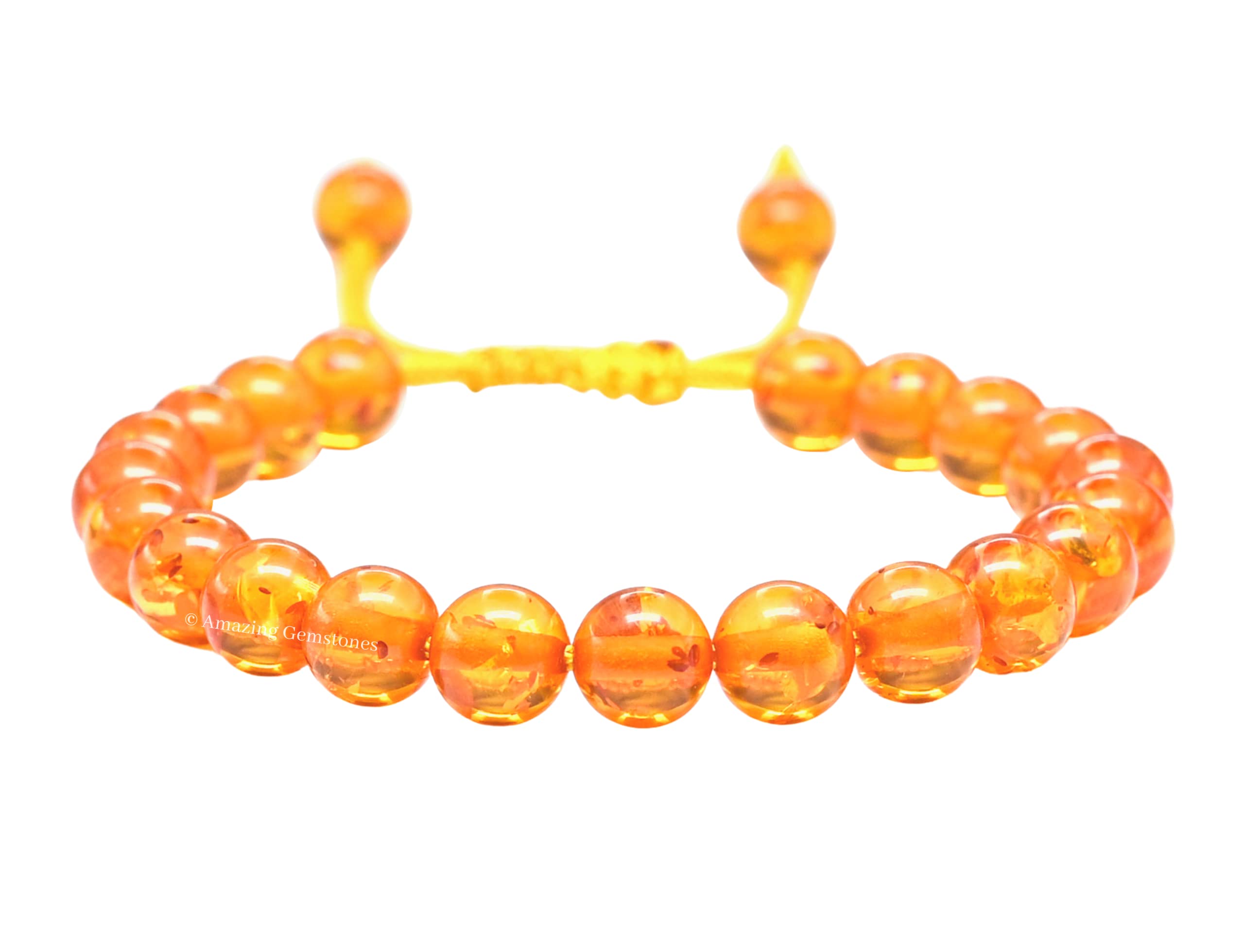 Amber Gemstone Crystal Bracelet for Men Women, Manmade Stretchable Stress Relief Bracelet Pulseras Para Hombres Mujer Stocking Stuffers (Pack of 1, 8mm Healing Stone Beads)