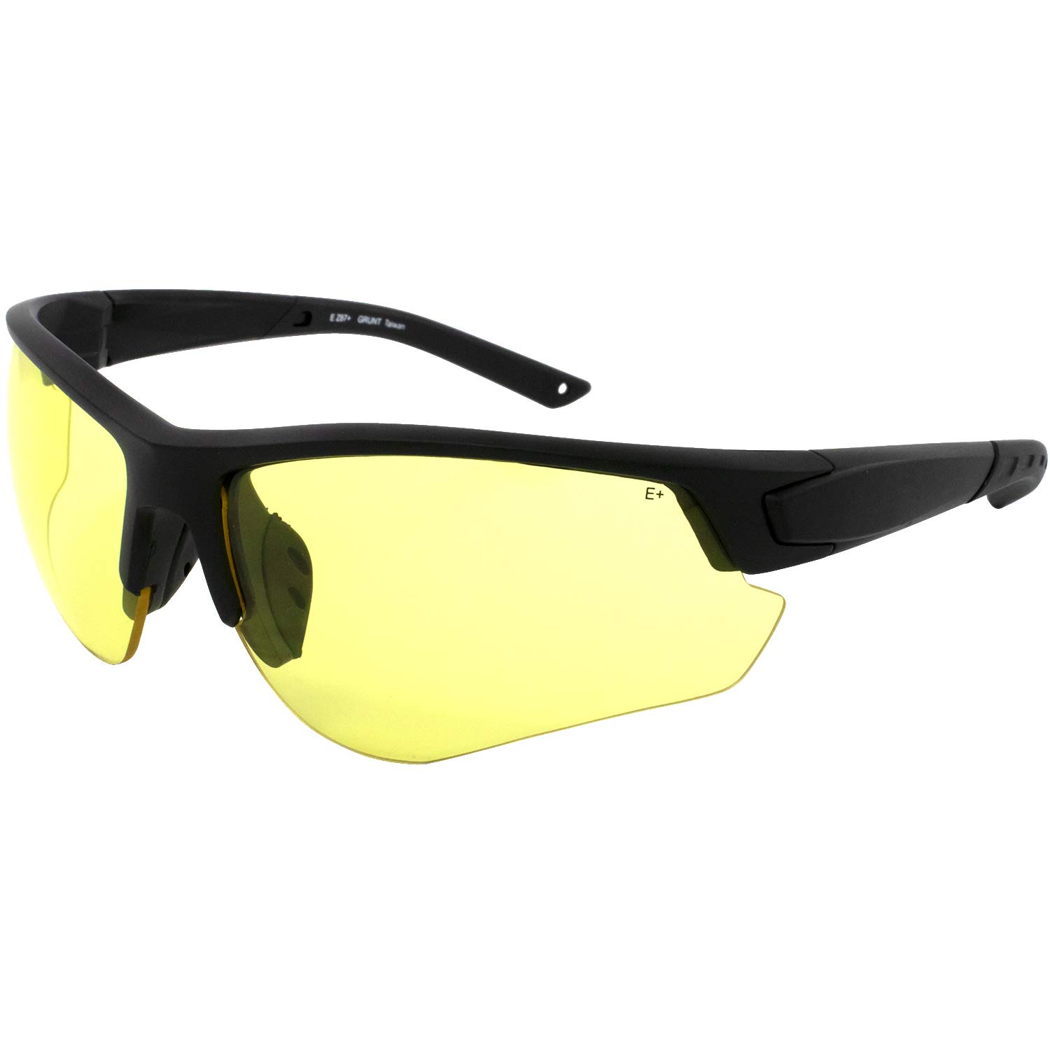 Epoch Eyewear Grunt Tactical Shooting Range Safety Sunglasses Black Frames with Yellow Lenses