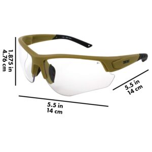 Epoch Eyewear Grunt Tactical Shooting Range Safety Sunglasses Tan Frames with Clear Lenses