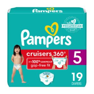 pampers cruisers 360 diapers - size 5, 19 count, pull-on disposable baby diapers, gap-free fit