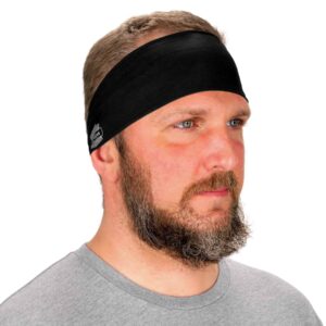 ergodyne chill its 6634 cooling headband, sports headbands for men and women, moisture wicking, black