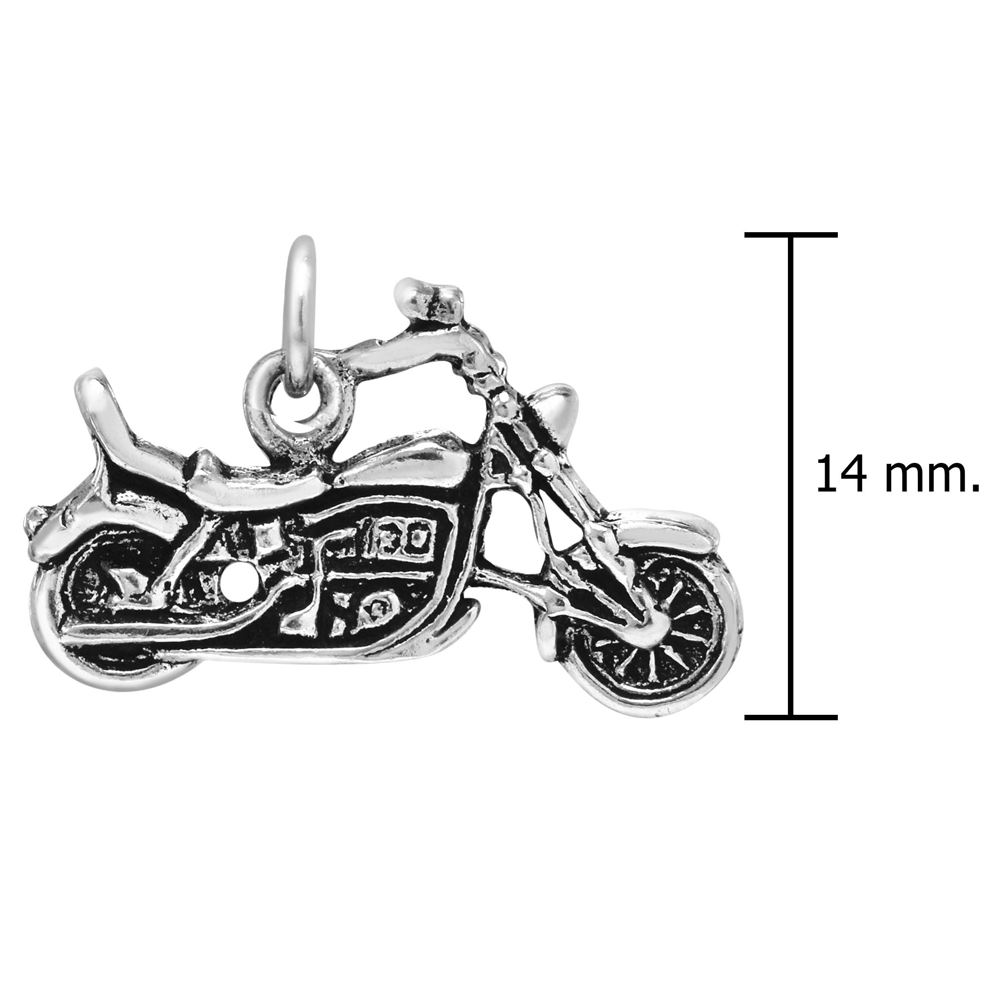 Cool Chopper Motorcycle Detailed .925 Sterling Silver Pendant Charm