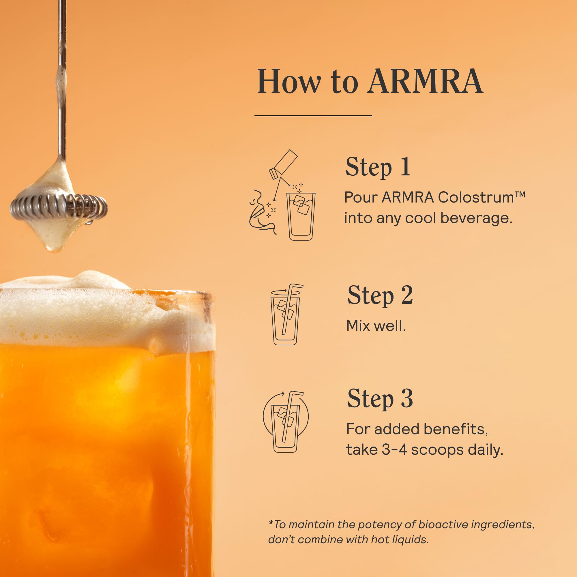 ARMRA Colostrum™ Premium Powder, Grass Fed, Gut Health Bloating Immunity Skin & Hair, Contains 400+ Bioactive Nutrients, Potent Bioavailable, Keto, Gluten & Fat Free (Blood Orange | 30 Servings)