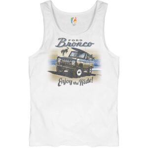 ford bronco tank top enjoy the ride offroad suv licensed men's sleeveless white large