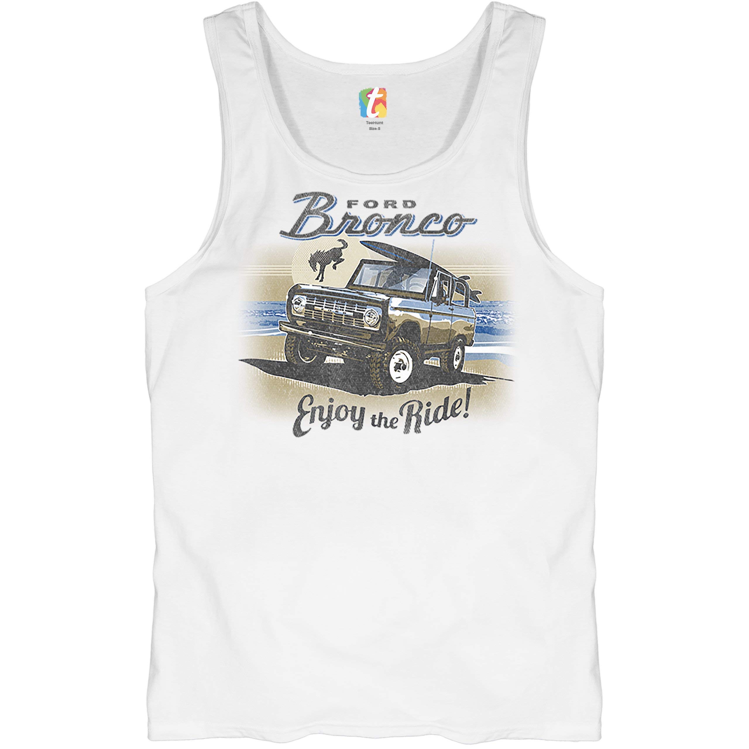 Ford Bronco Tank Top Enjoy The Ride Offroad SUV Licensed Men's Sleeveless White Large