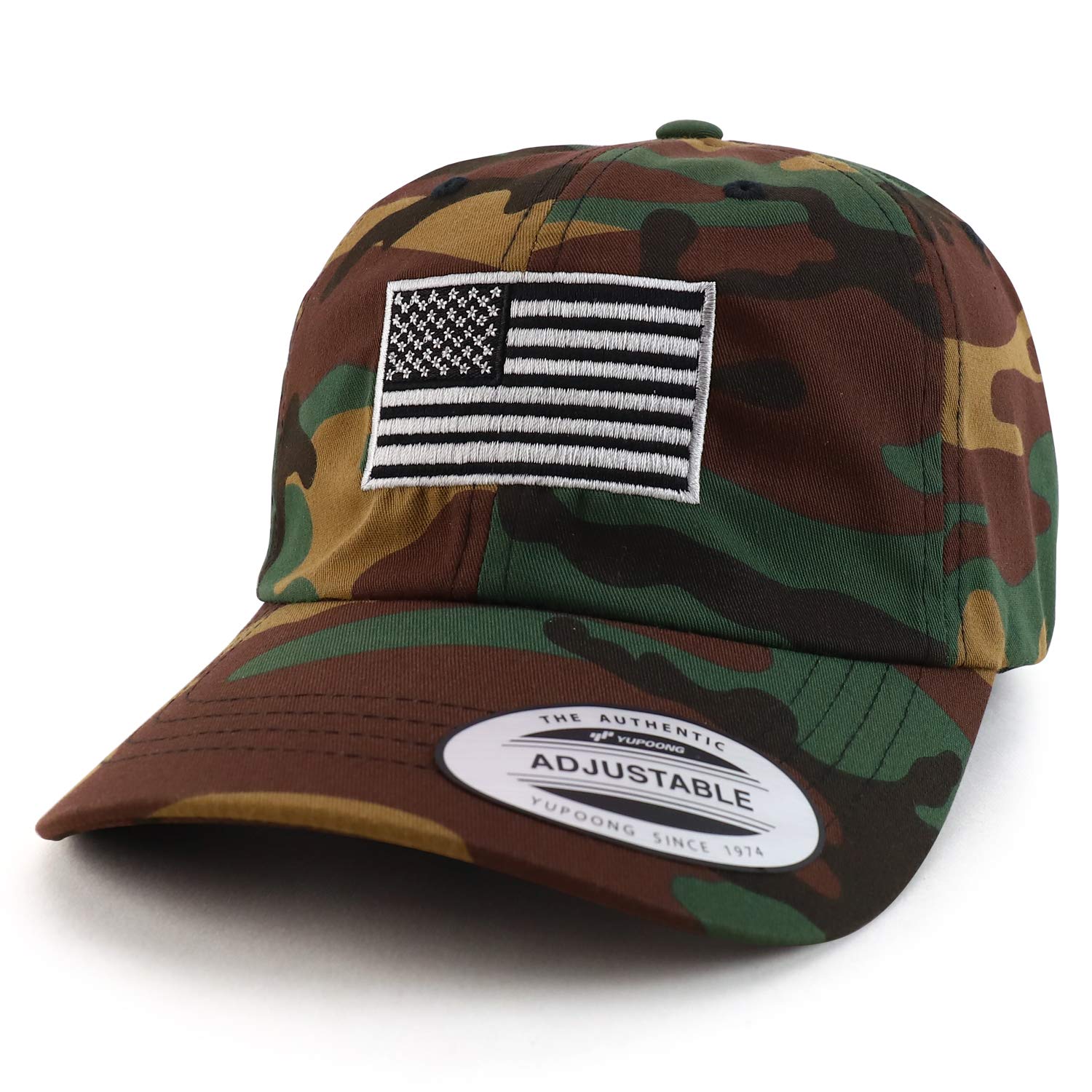 Armycrew XXL USA American Flag Embroidered Unstructured Cotton Outdoor Cap - Camo - 2XL