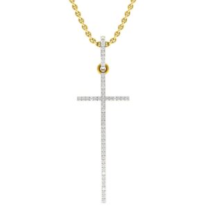 dazzlingrock collection round white diamond cross pendant for women with 18 inch gold chain (0.09 ctw, color i-j, clarity i1-i2) in 18k yellow gold