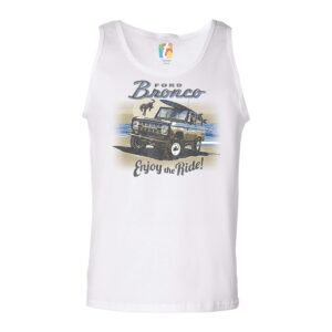 Ford Bronco Tank Top Enjoy The Ride Offroad SUV Licensed Men's Sleeveless White Large