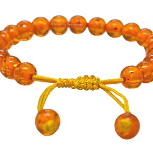 Amber Gemstone Crystal Bracelet for Men Women, Manmade Stretchable Stress Relief Bracelet Pulseras Para Hombres Mujer Stocking Stuffers (Pack of 1, 8mm Healing Stone Beads)