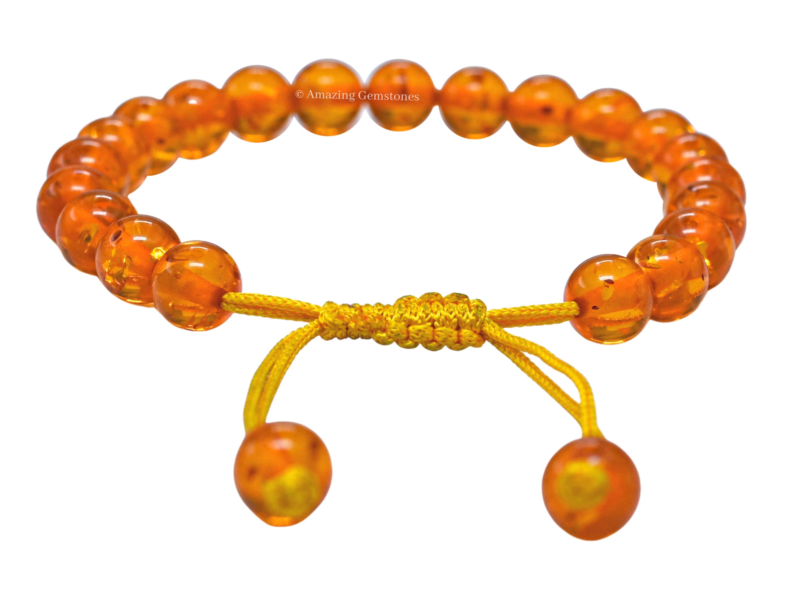 Amber Gemstone Crystal Bracelet for Men Women, Manmade Stretchable Stress Relief Bracelet Pulseras Para Hombres Mujer Stocking Stuffers (Pack of 1, 8mm Healing Stone Beads)