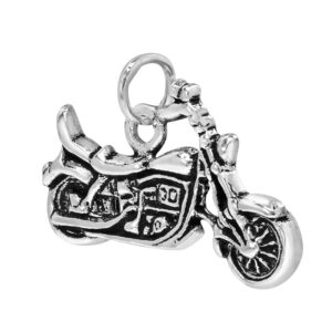 Cool Chopper Motorcycle Detailed .925 Sterling Silver Pendant Charm