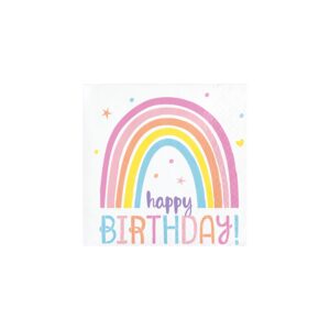 happy rainbow beverage napkins, 16 ct