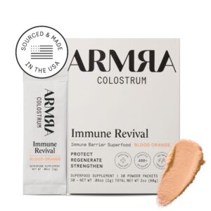 armra colostrum™ premium powder, grass fed, gut health bloating immunity skin & hair, contains 400+ bioactive nutrients, potent bioavailable, keto, gluten & fat free (blood orange | 30 servings)