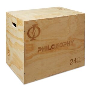 philosophy gym 3 in 1 wood plyometric box - 30" x 24" x 20" jumping plyo box for training and conditioning