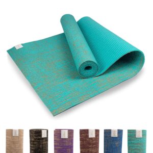 myga jute yoga mat - high performance vegan floor exercise mat - eco friendly biodegradable yoga mat with pvc backing - 72" x 24" - 0.2" thickness aqua