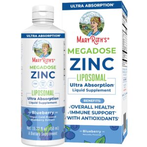 maryruth organics nutritional supplement | liposomal liquid zinc supplement with vitamin e | overall health and skin care | blueberry | vegan, non-gmo, gluten free, no sugar added | 15.22 fl oz