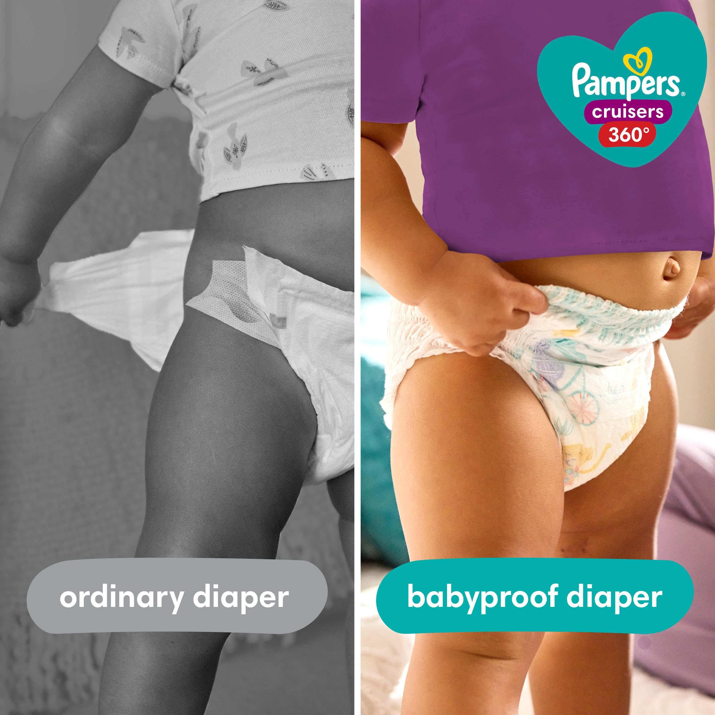 Pampers Cruisers 360 Diapers - Size 5, 19 Count, Pull-On Disposable Baby Diapers, Gap-Free Fit