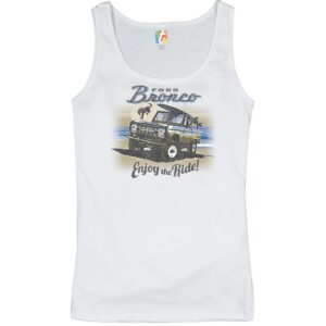 ford bronco women's tank top enjoy the ride offroad suv licensed sleeveless white medium