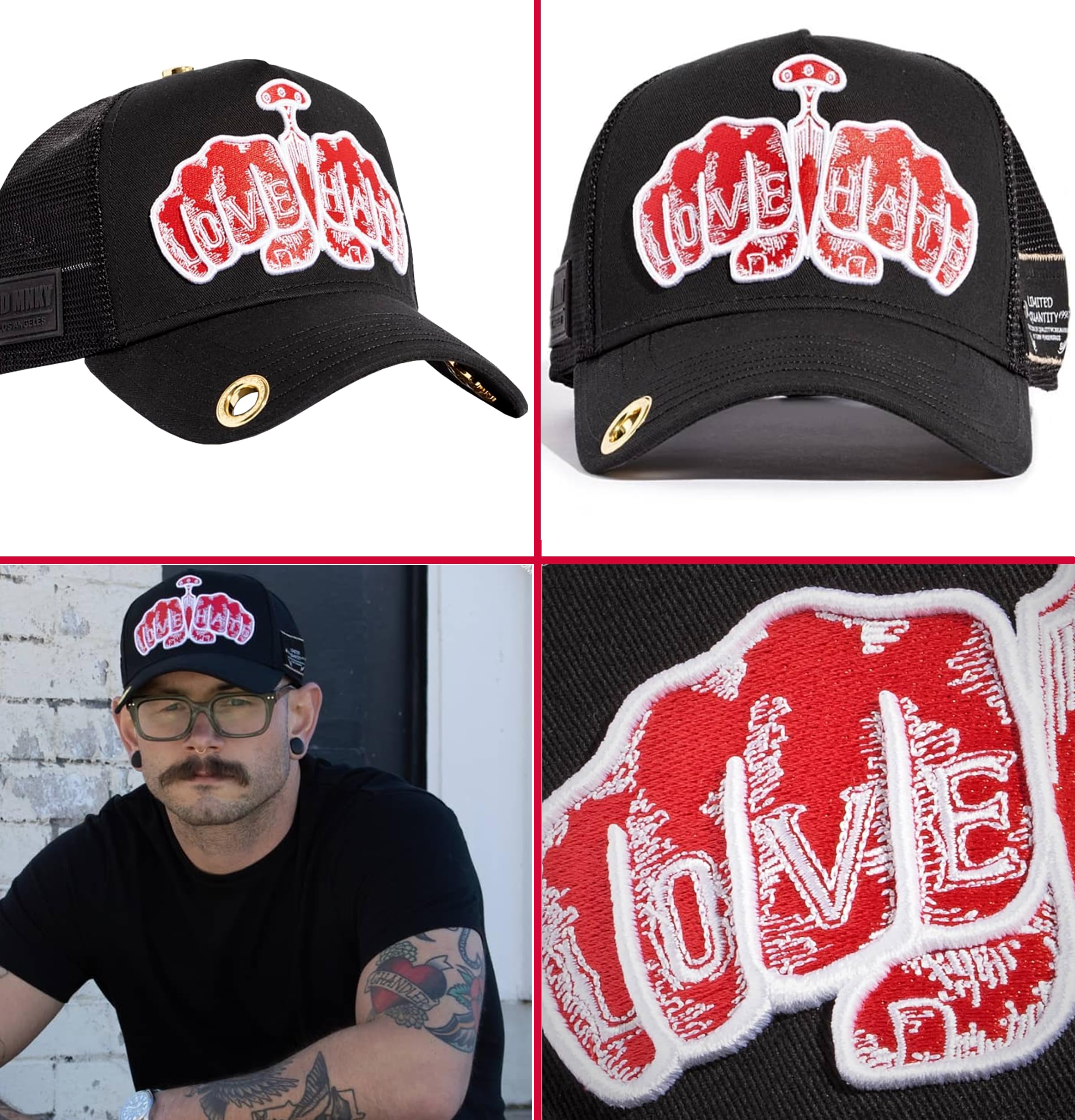 Red Monkey Designs 6 Hat Bundle 4 of Limited Edition Unisex Fashion Trucker Cap Hats + Free Bandanna.,Multicolor,One Size