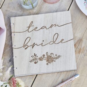 ginger ray wooden 'team bride' hen party guestbook