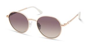 guess women's classic round sunglasses, gold/brown mirror, 51mm