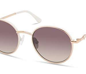 GUESS Women's Classic Round Sunglasses, Gold/Brown Mirror, 51mm