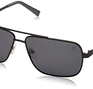 Timberland Men's TBA9266 Polarized Navigator Sunglasses, Matte Black, 61mm