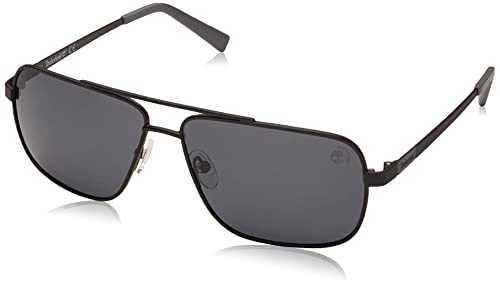 Timberland Men's TBA9266 Polarized Navigator Sunglasses, Matte Black, 61mm