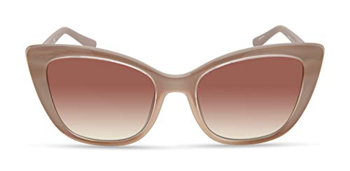 GUESS Women's Retro Inspired Cat Eye Sunglasses, Shiny Beige, 55mm