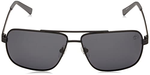 Timberland Men's TBA9266 Polarized Navigator Sunglasses, Matte Black, 61mm